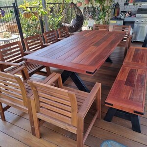 Beautiful, Solid and Rustic Alfresco Jarrah Timber Tables and Bench ...