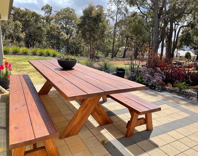 Beautiful, Solid and Rustic Alfresco Treated Pine Tables and Bench ...