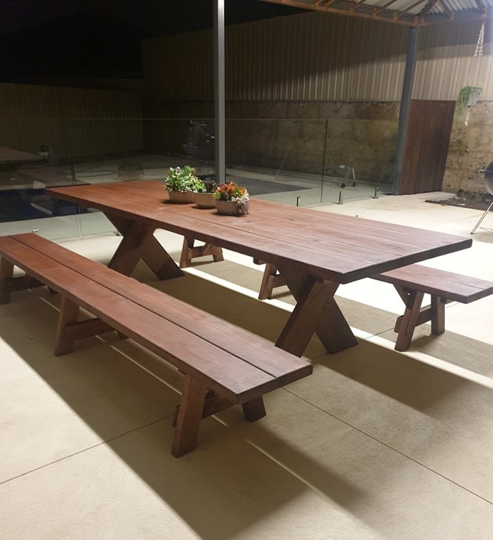 Beautiful, Solid and Rustic Alfresco Treated Pine Tables and Bench ...