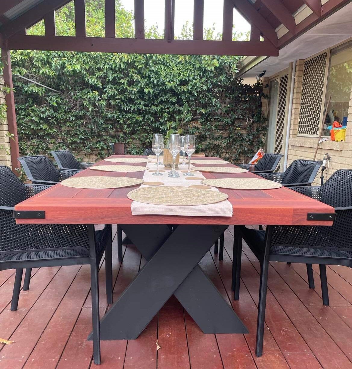 Beautiful, Solid and Rustic Alfresco Jarrah Timber Tables and Bench ...