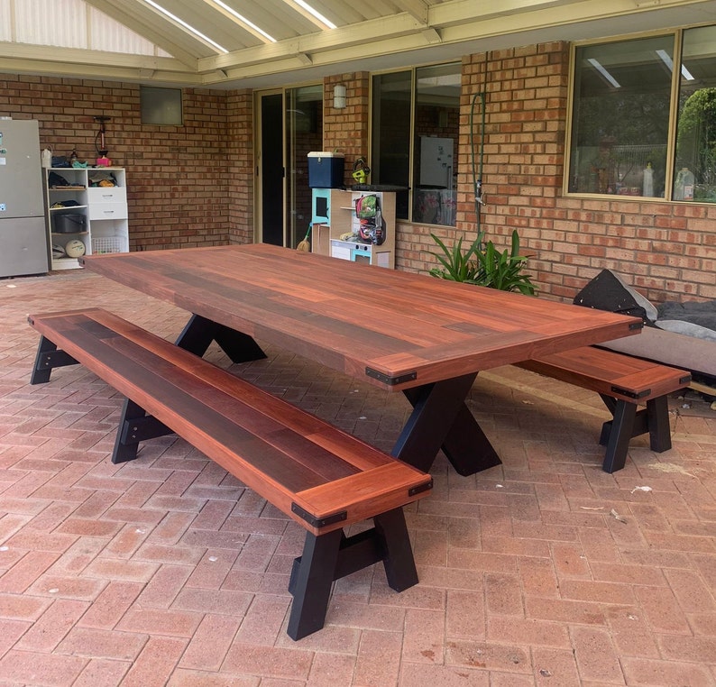 Beautiful, Solid and Rustic Alfresco Jarrah Timber Tables and Bench ...