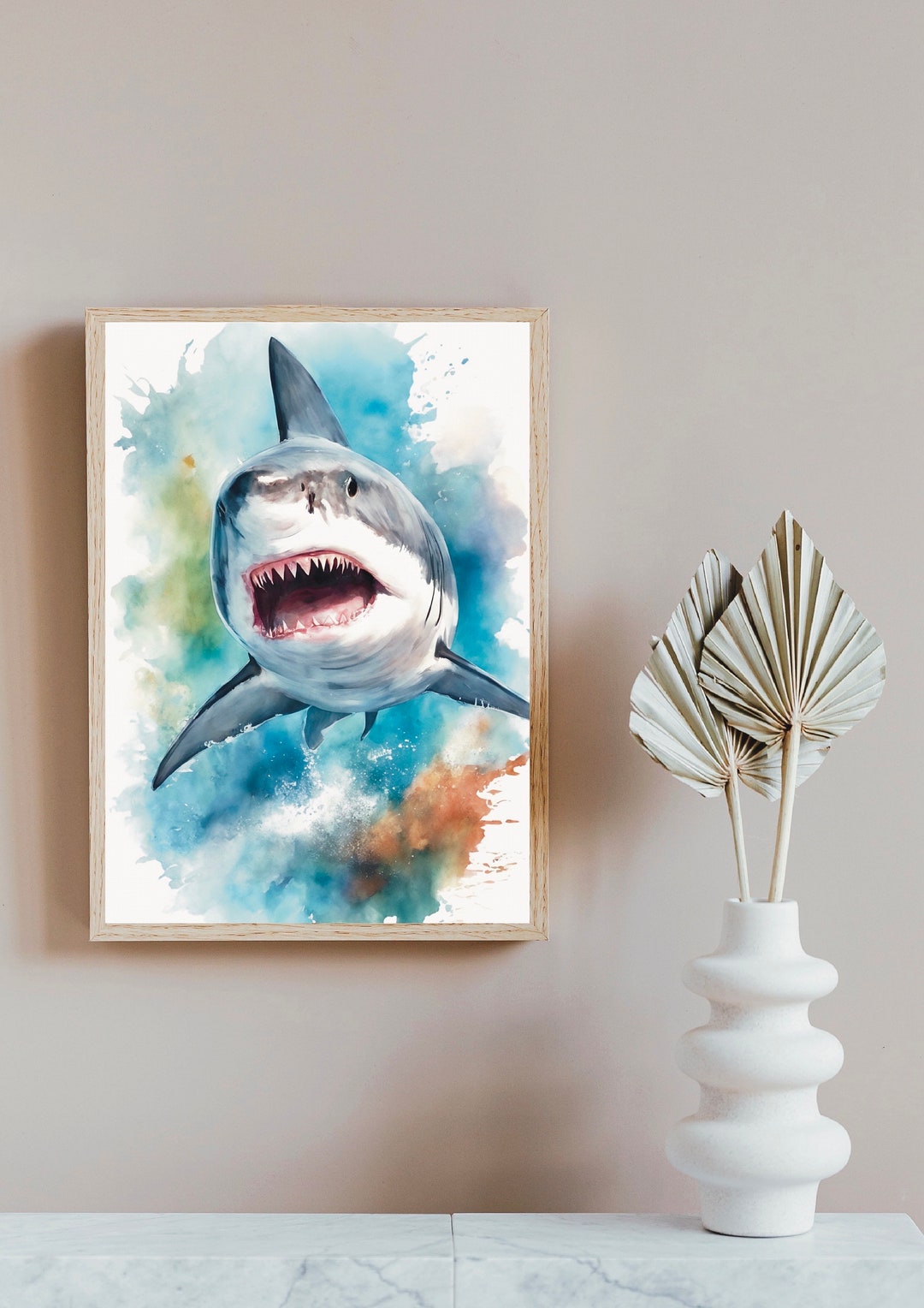 4 Sizes! Watercolour GREAT WHITE SHARK Print, Gift - Etsy UK