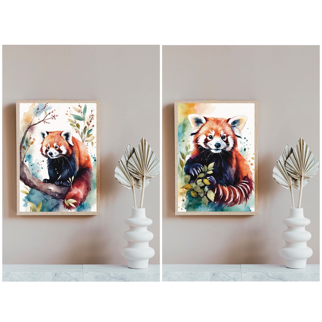 4 Sizes Watercolour RED PANDA Print, Gift - Etsy