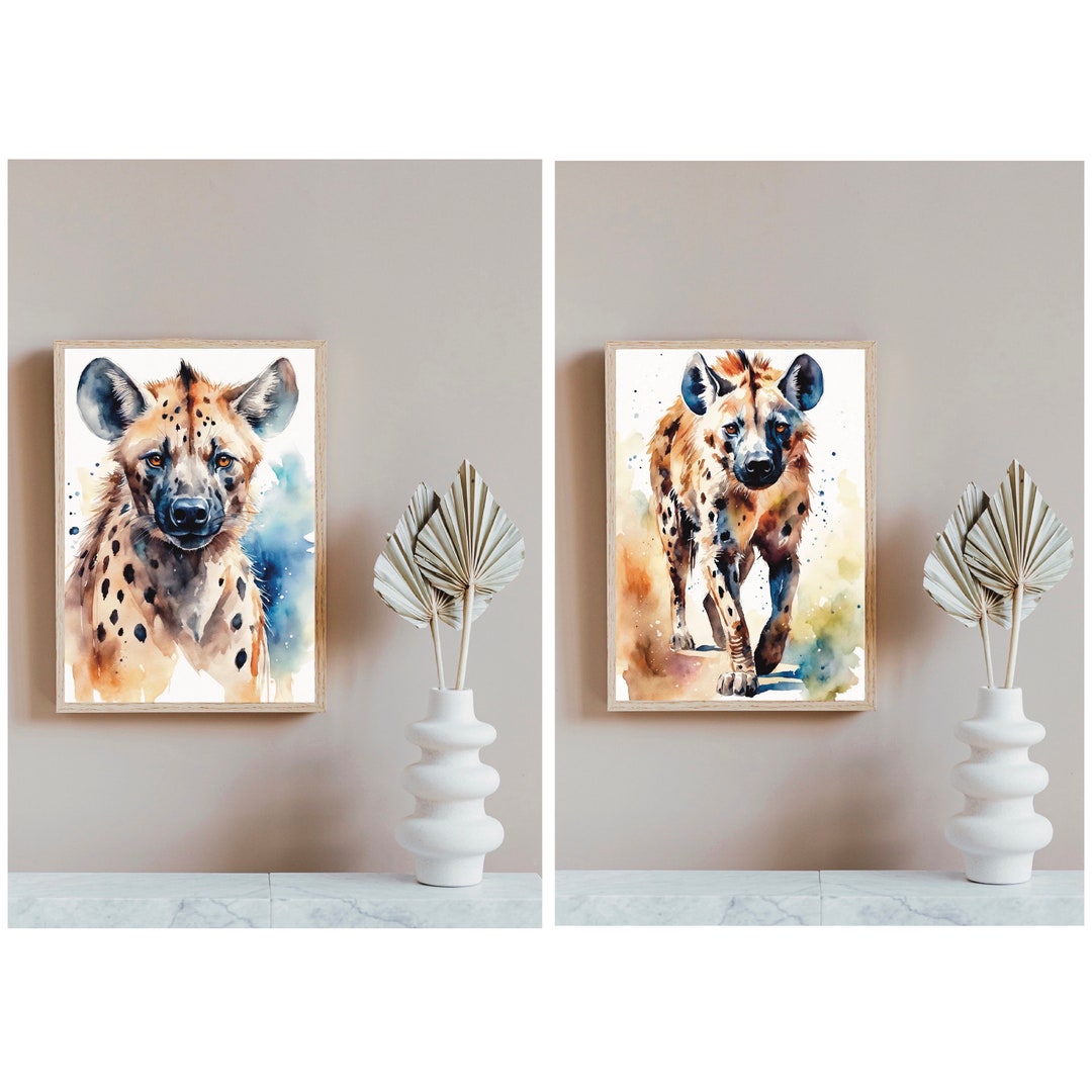4 Sizes! Watercolour HYENA Print, Gift - Etsy UK