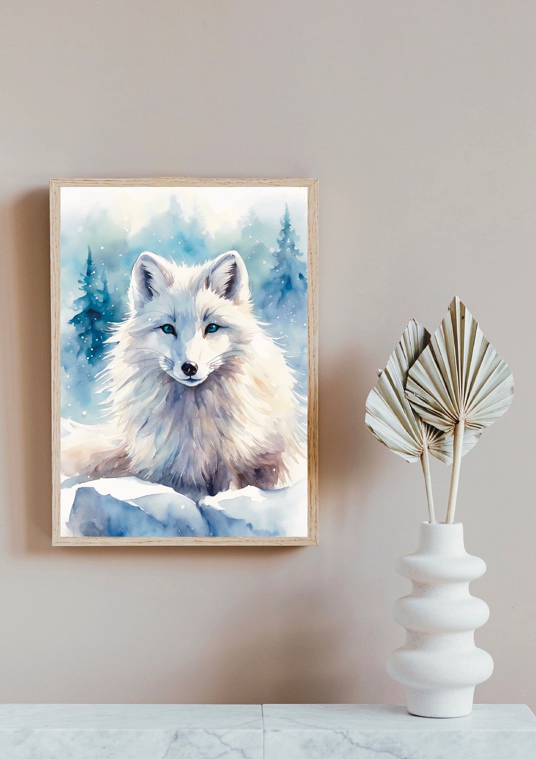 4 Sizes! Watercolour ARCTIC FOX Print, Gift - Etsy UK