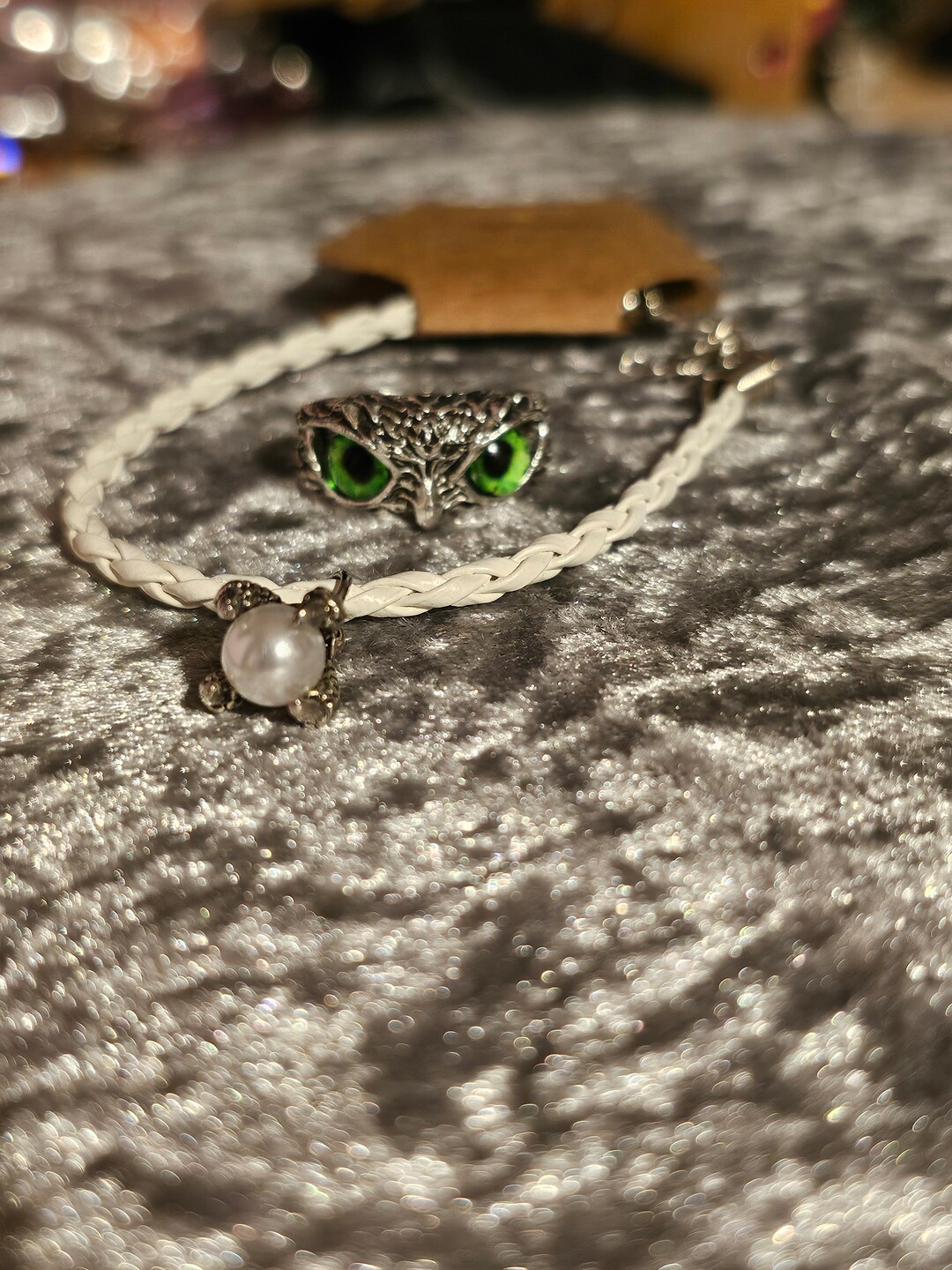 White Claw/talon Bracelet and Owl Eye Ring Set - Etsy