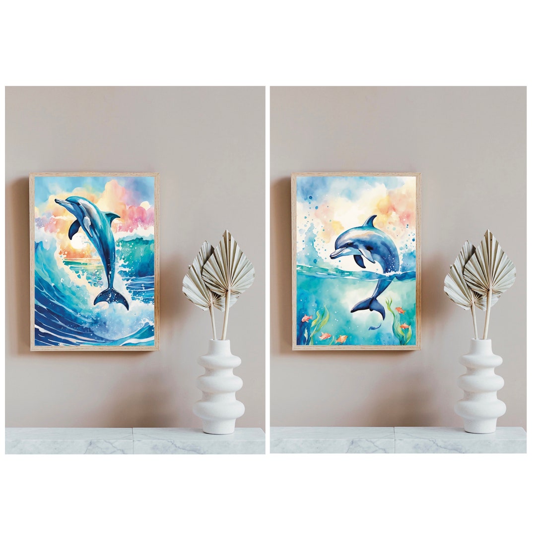 4 Sizes! Watercolour DOLPHIN Print, Gift - Etsy