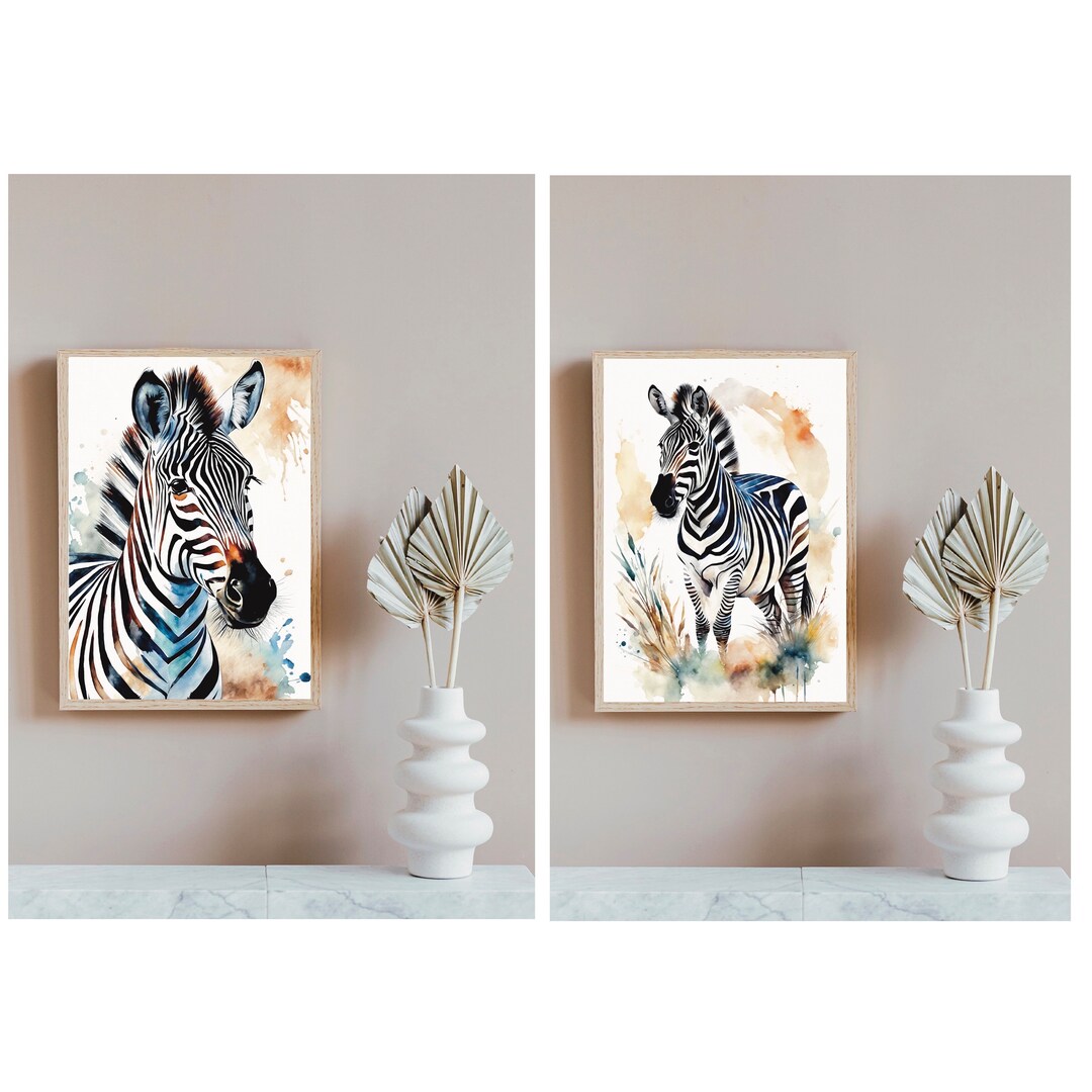 4 Sizes Watercolour ZEBRA Print, Gift - Etsy