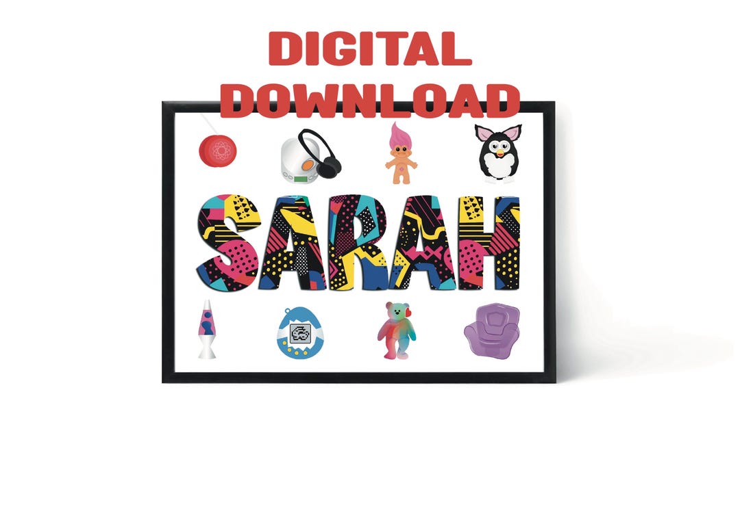 Personalised 90’s Nostalgia Name Digital Print - Etsy