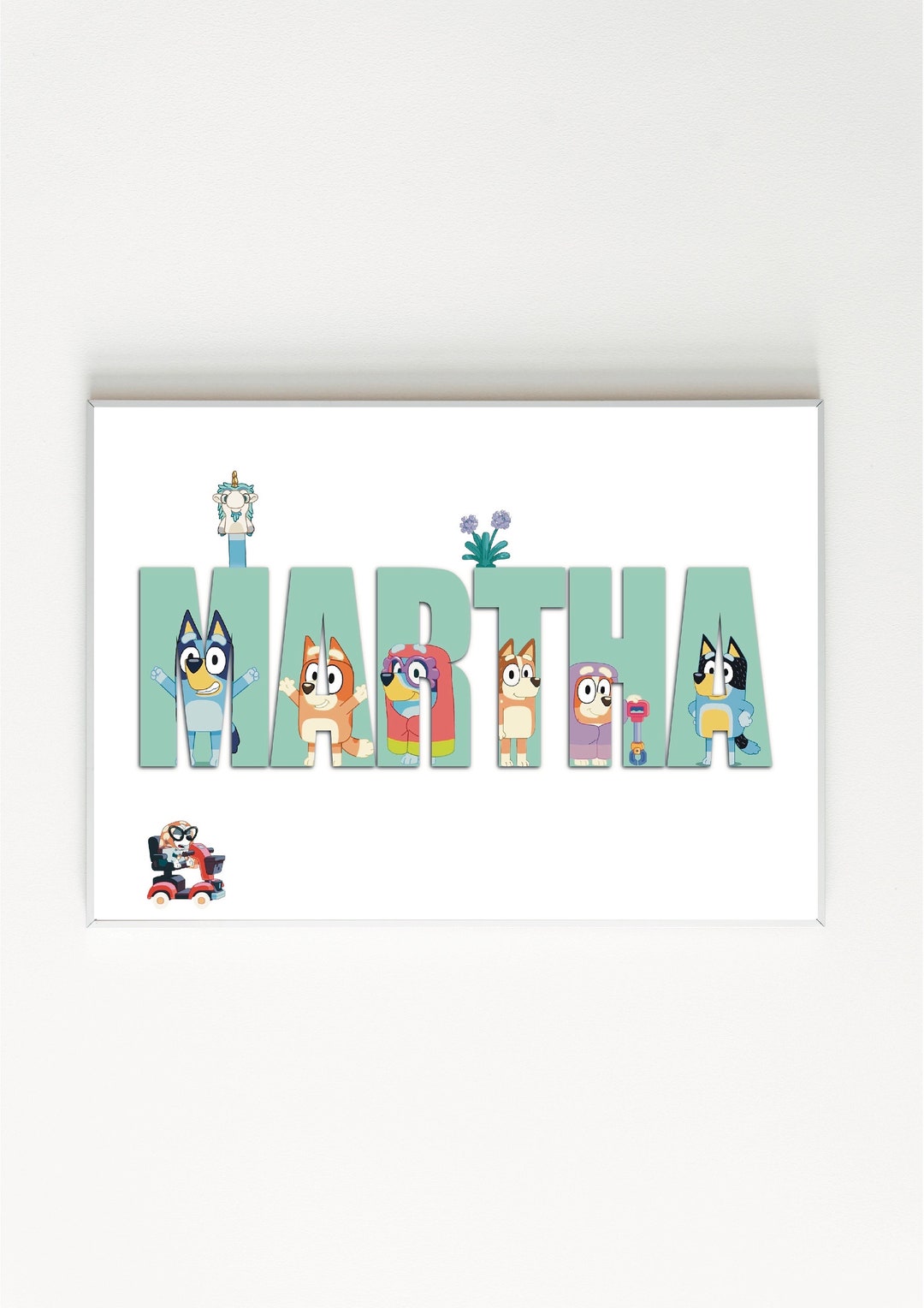 4 Sizes Personalised BLUEY Name Print, Gift - Etsy