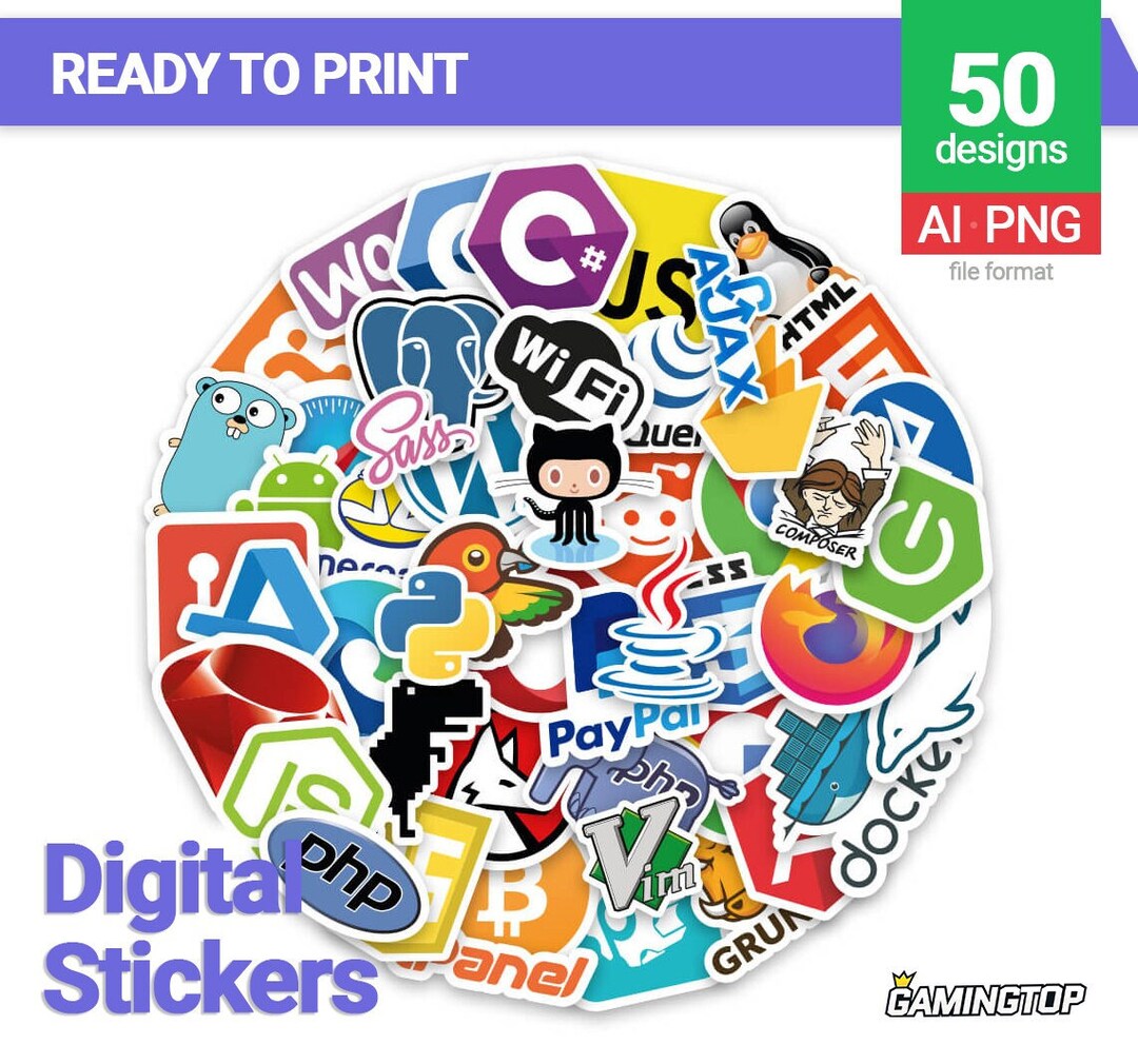 Web Development and Programming Clip Art Stickers, Ready to Print ...