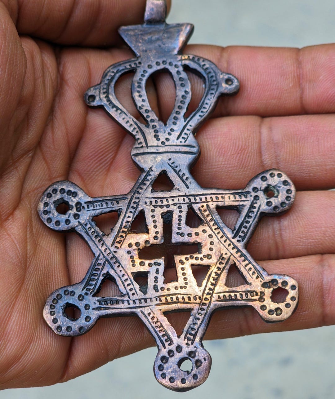 Vintage Ethiopian Orthodox Star of David Cross Pendant Christian Beta ...