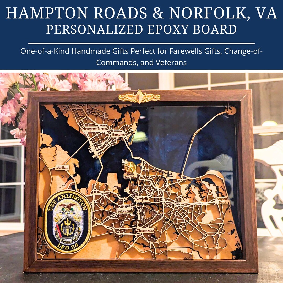 Personalized Norfolk Epoxy Map Military Promotion Farewell Gift ...