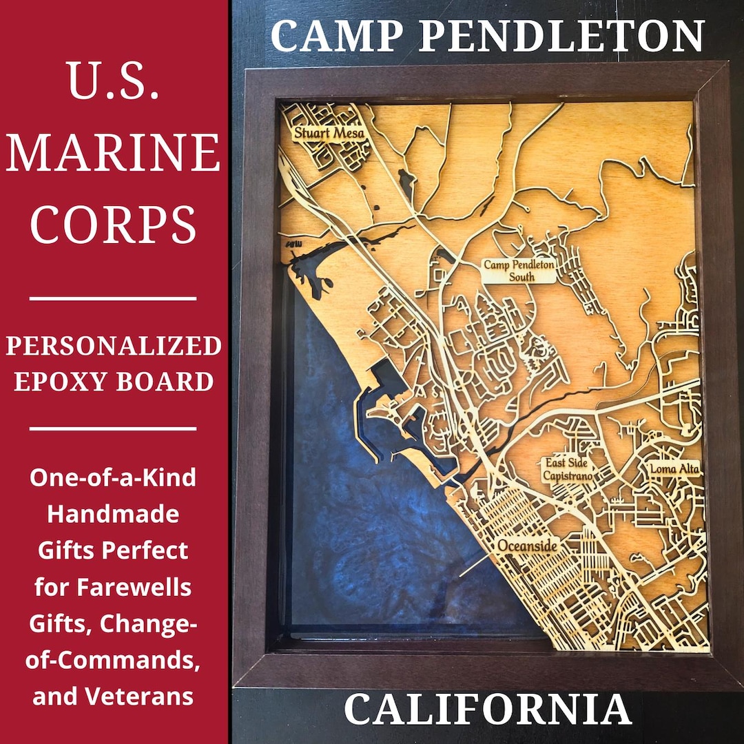 Personalized Marine Corps Gift Camp Pendleton USMC Epoxy Map Milspouse ...