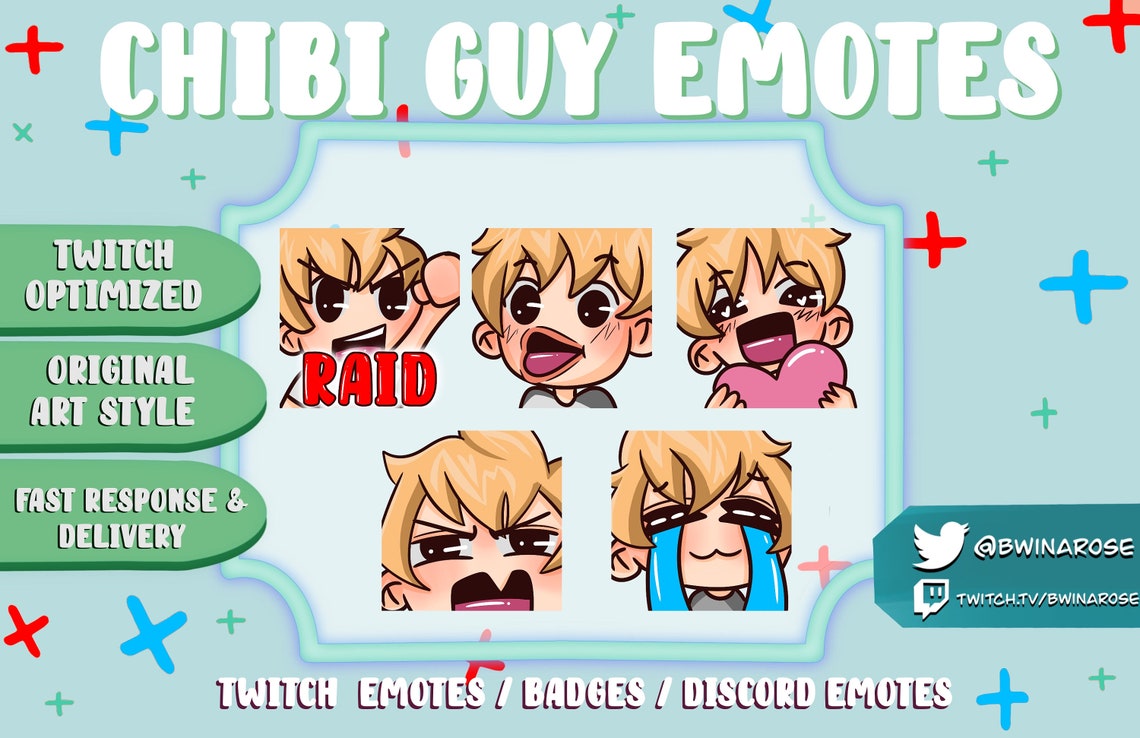 5 Blonde Hair Chibi Guy Emotes Twitch Emotes Pack, Discord Emotes Pack ...