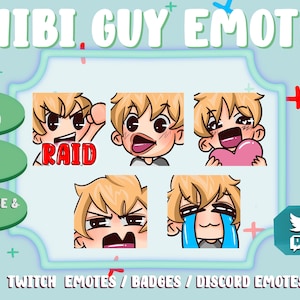 5 Blonde Hair Chibi Guy Emotes Twitch Emotes Pack, Discord Emotes Pack ...