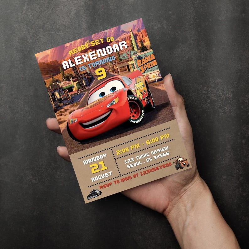 Lightning Mcqueen Birthday Invitation: Editable Kids Cars Party ...
