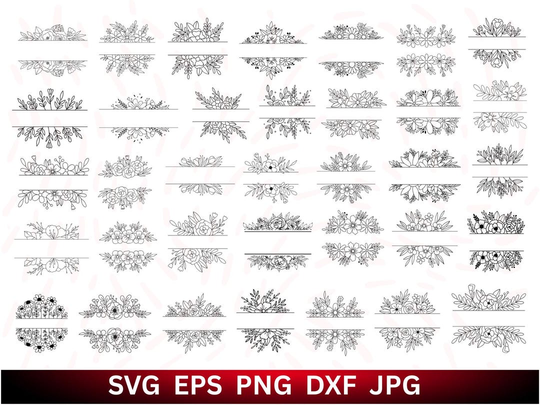 Floral Frame SVG: Split Monogram Border Clipart (digital Download) - Etsy