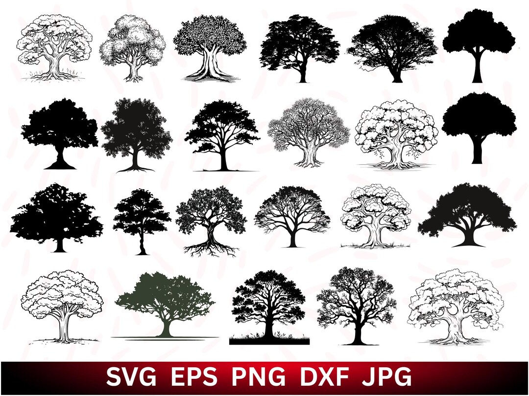 Oak Tree SVG Bundle: Silhouette Clipart for Cricut (digital Download - Etsy