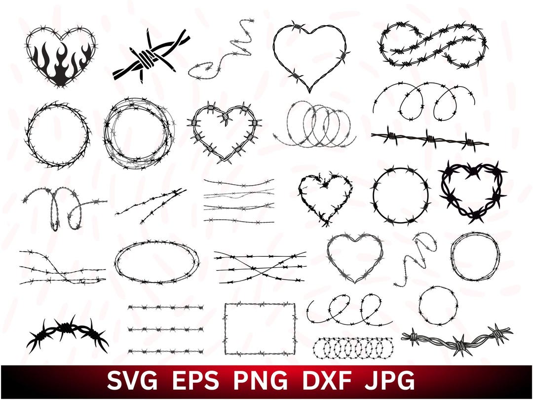 Barbed Wire Svg Bundle, Barbed Wire Svg, Barbed Wire Silhouette, Barbed ...