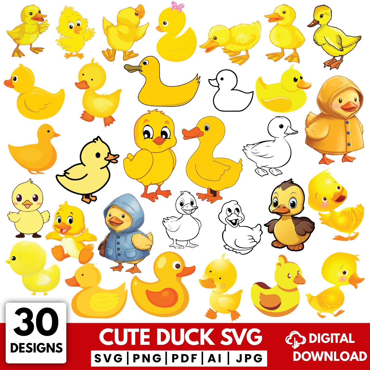 Duck SVG Bundle: Rubber Ducky Clipart, Cut File (digital Download ...