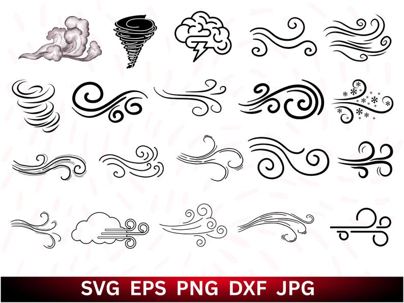 Wind SVG Bundle: Weather Clip Art, Storm Silhouette (PNG, SVG) - Etsy