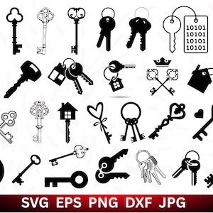 Vintage Key SVG Bundle: Magic Key Clipart, Lock Silhouette (digital ...