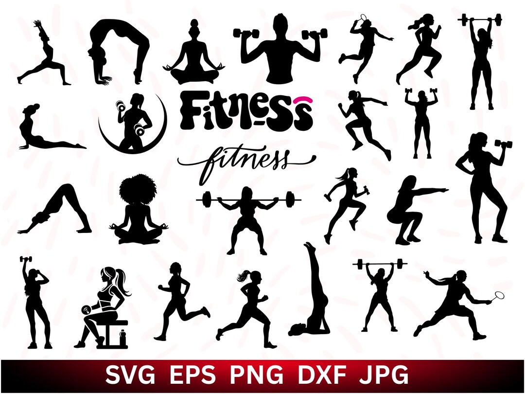 Women Fitness SVG Bundle: Yoga, Silhouettes, Clip Art (digital Download ...