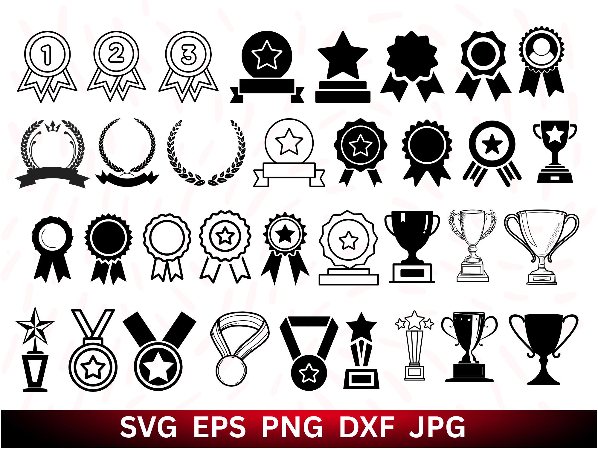 Award SVG, Trophy Svg, Award Ribbon Cricut, Gold Medal Svg, Trophies ...