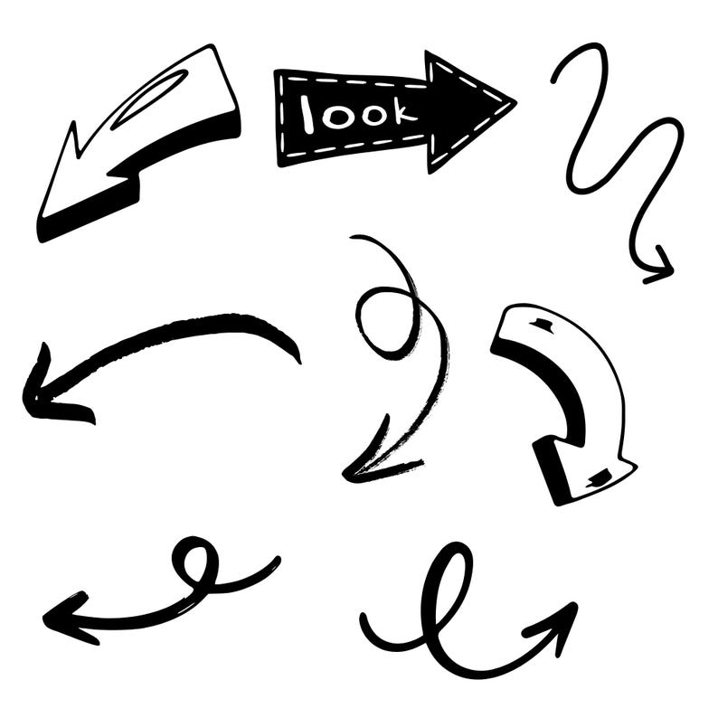 Arrows SVG Bundle: Hand-drawn Arrow Signs, Heart SVG (cut Files Cricut ...