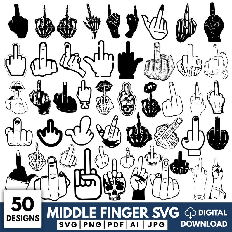 Rude Middle Finger SVG Bundle, Funny Cricut Designs (digital Download ...