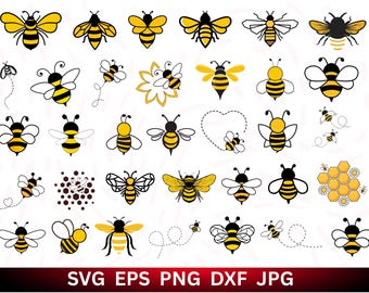 Bee Svg Bundle, Honey Bee Svg, Cute Bee Clipart, Bumblebee Svg, Bee ...