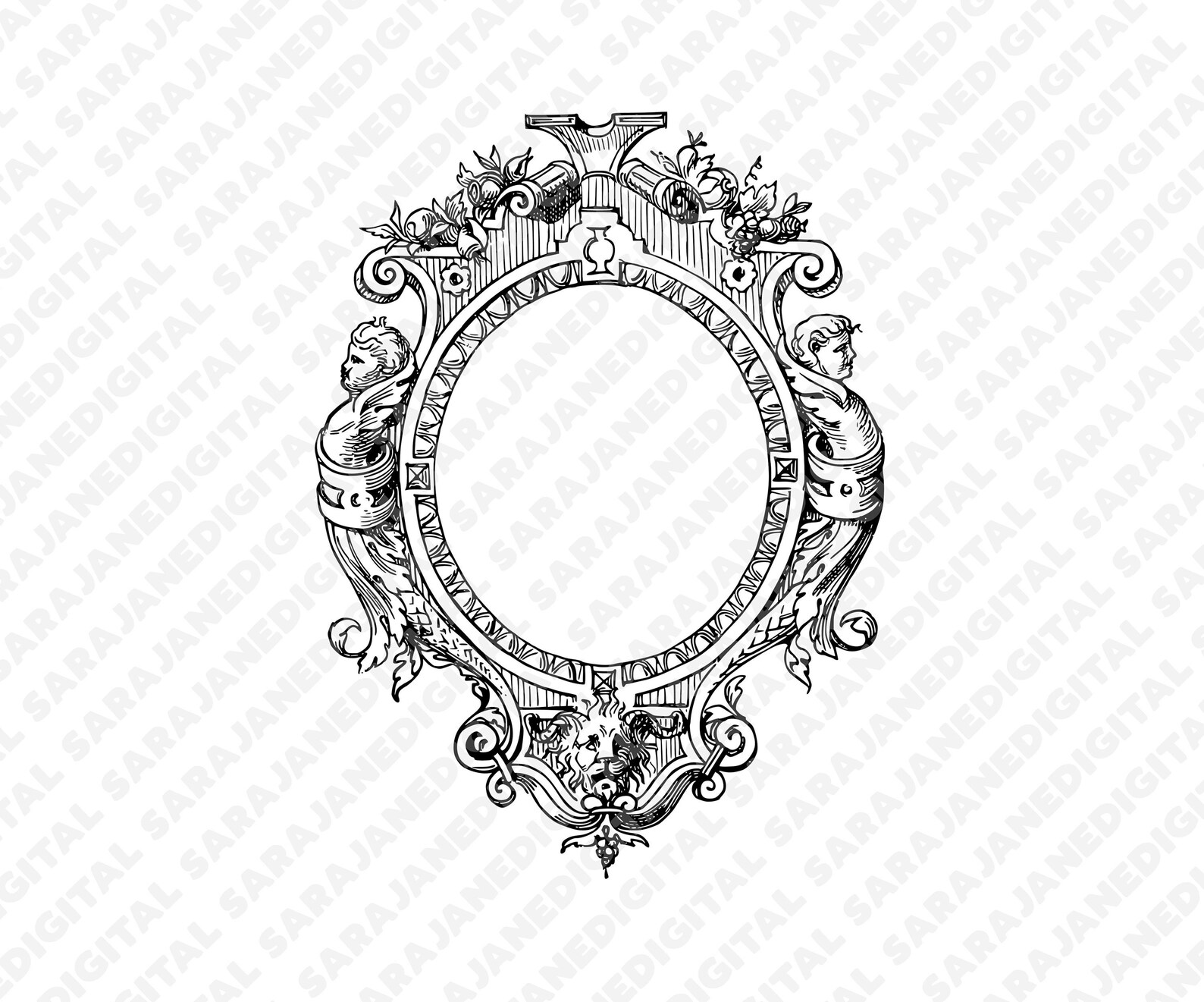Ornate Frame Picture Frame PNG SVG, Vintage Illustration Sketch, Clip ...