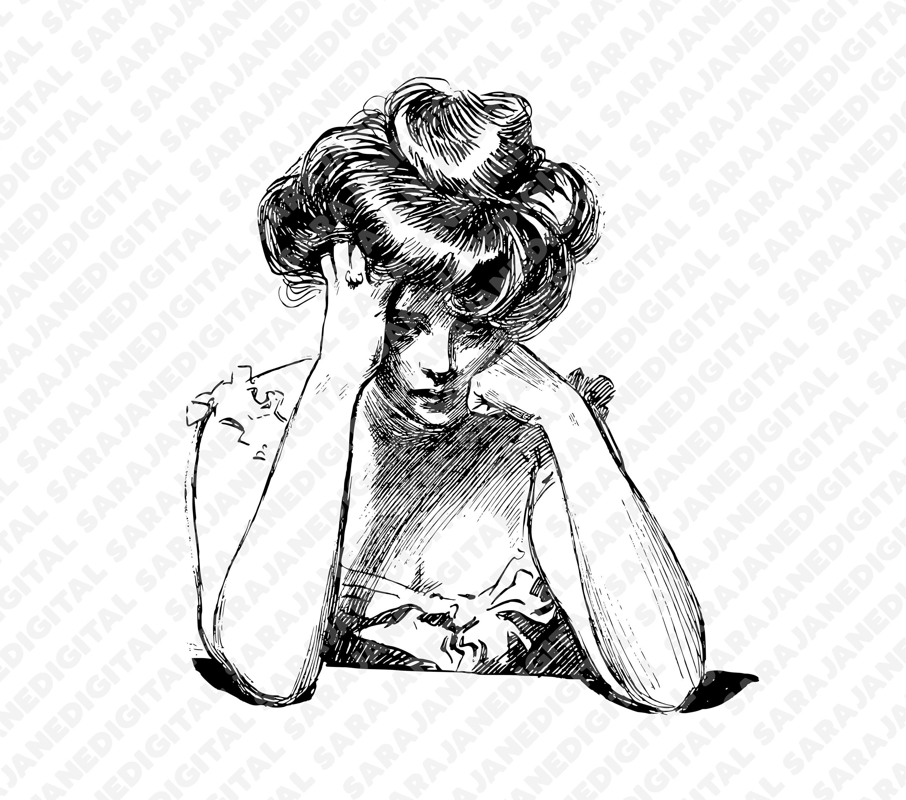 Sad Woman Mad Frustrated Tired Girl PNG SVG, Vintage Illustration ...