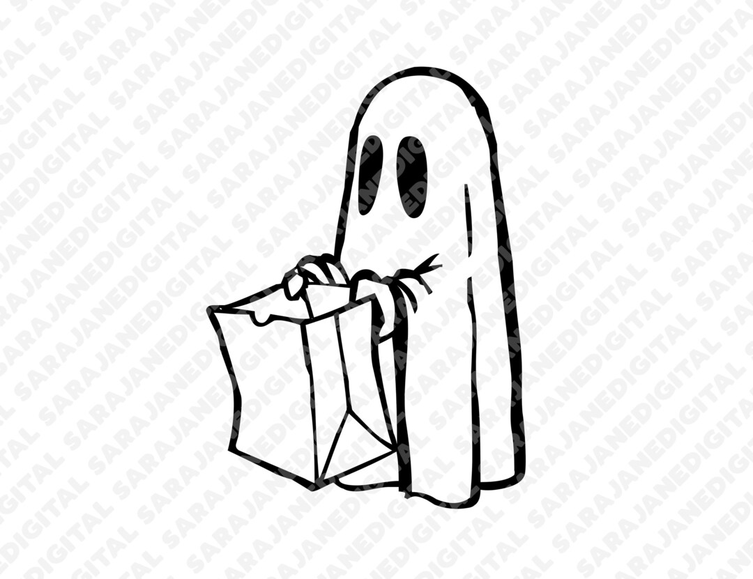 Halloween Ghost Sheet Trick or Treat PNG SVG, Vintage Illustration ...