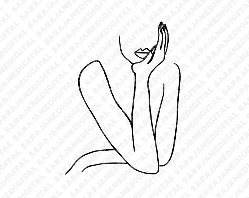 Lineart Beautiful Woman Mono Line Art PNG SVG, Vintage Illustration ...