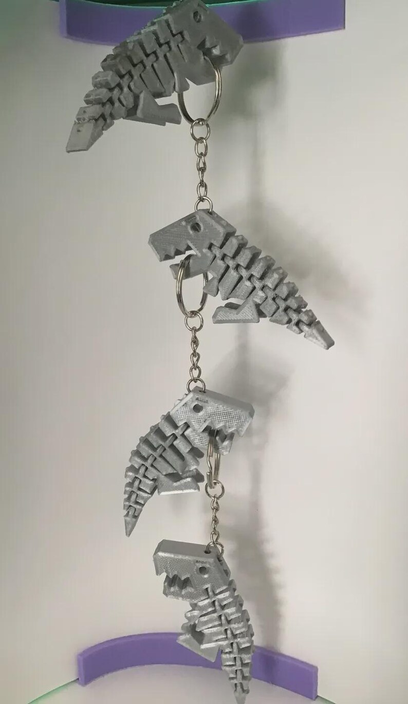 Flexi Dinosaur Keychain 3D Print Toy | Articulated Dino Gift for Kids ...