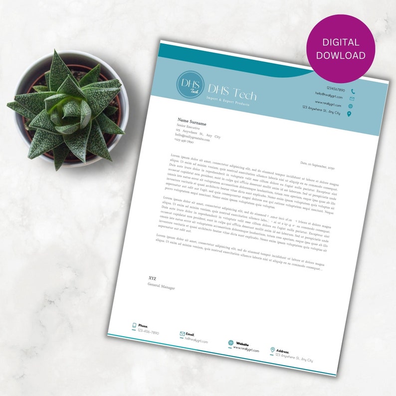 Minimal Office Business Letterhead, Letterhead Design, Edit Letter Body ...