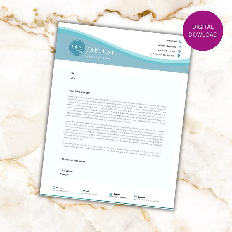 Minimal Office Business Letterhead, Letterhead Design, Edit Letter Body ...