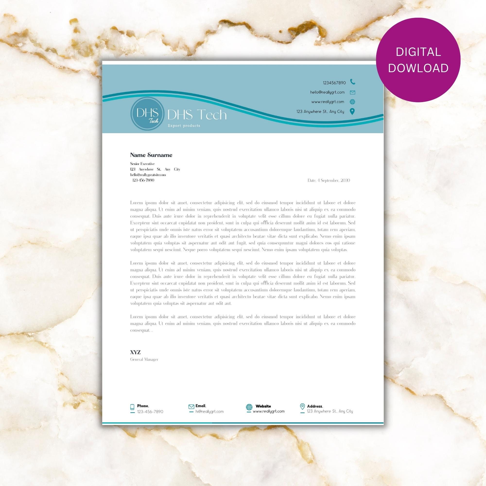Minimal Office Business Letterhead, Letterhead Design, Edit Letter Body ...