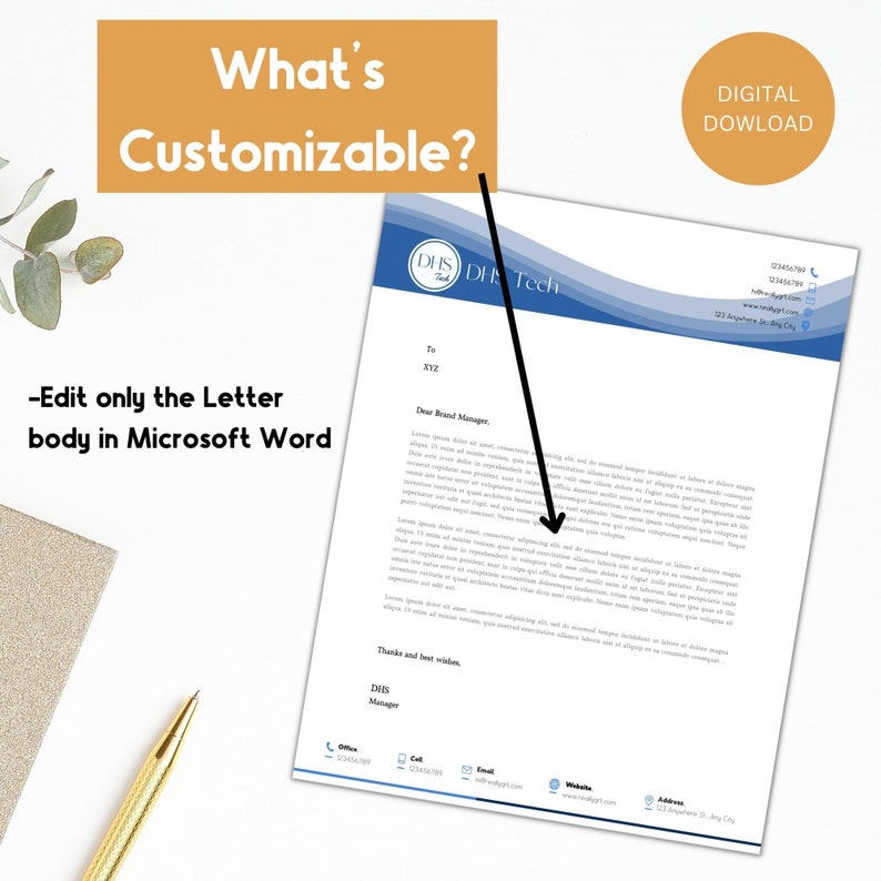 Minimal Office Blue Business Letter Head, Letter Head, Letter Head Edit ...