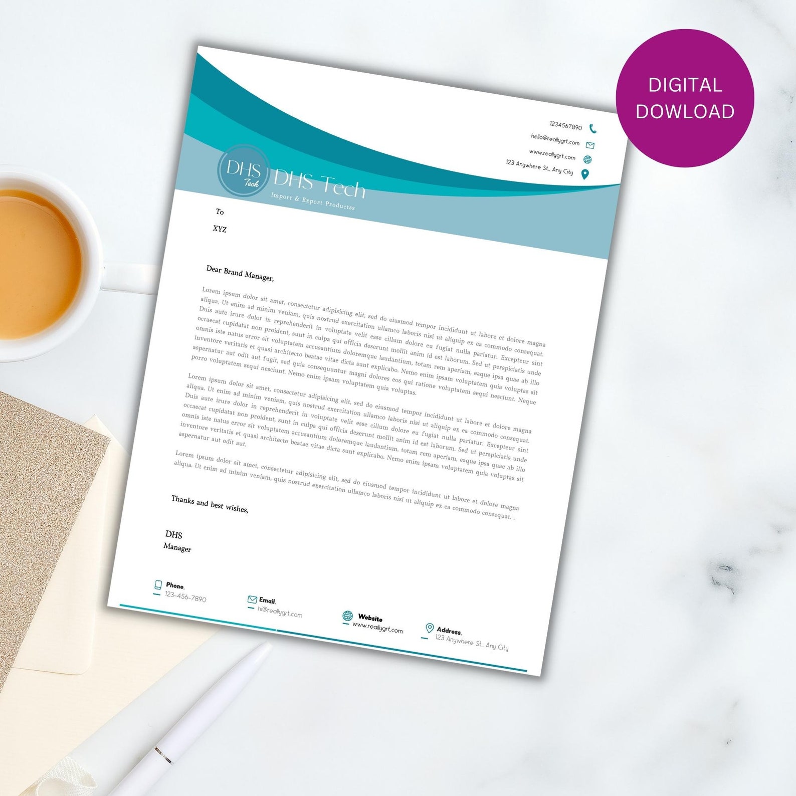 Minimal Office Business Letterhead, Letterhead Design, Edit Letter Body ...