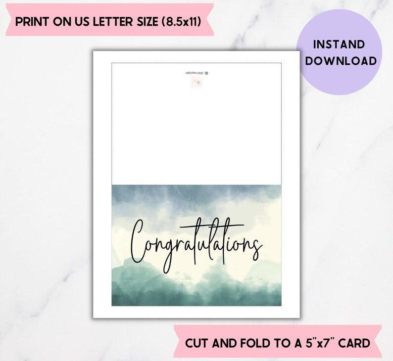 Congratulations Printable Card Congrats Card Minimal - Etsy