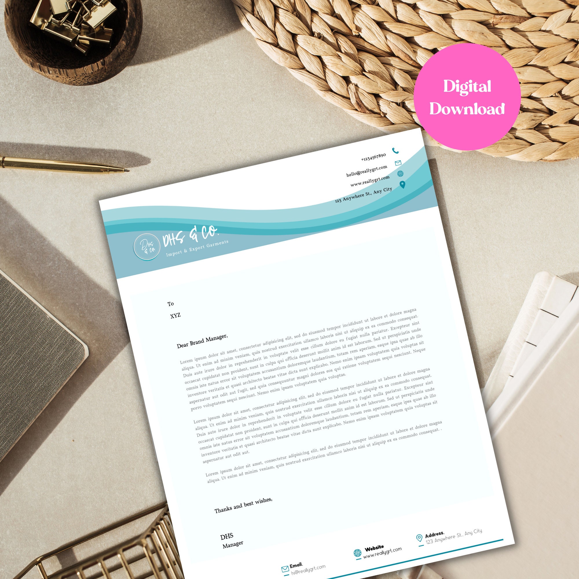 Minimal Office Business Letter Head, Letter Head, Letter Head Edit Only ...