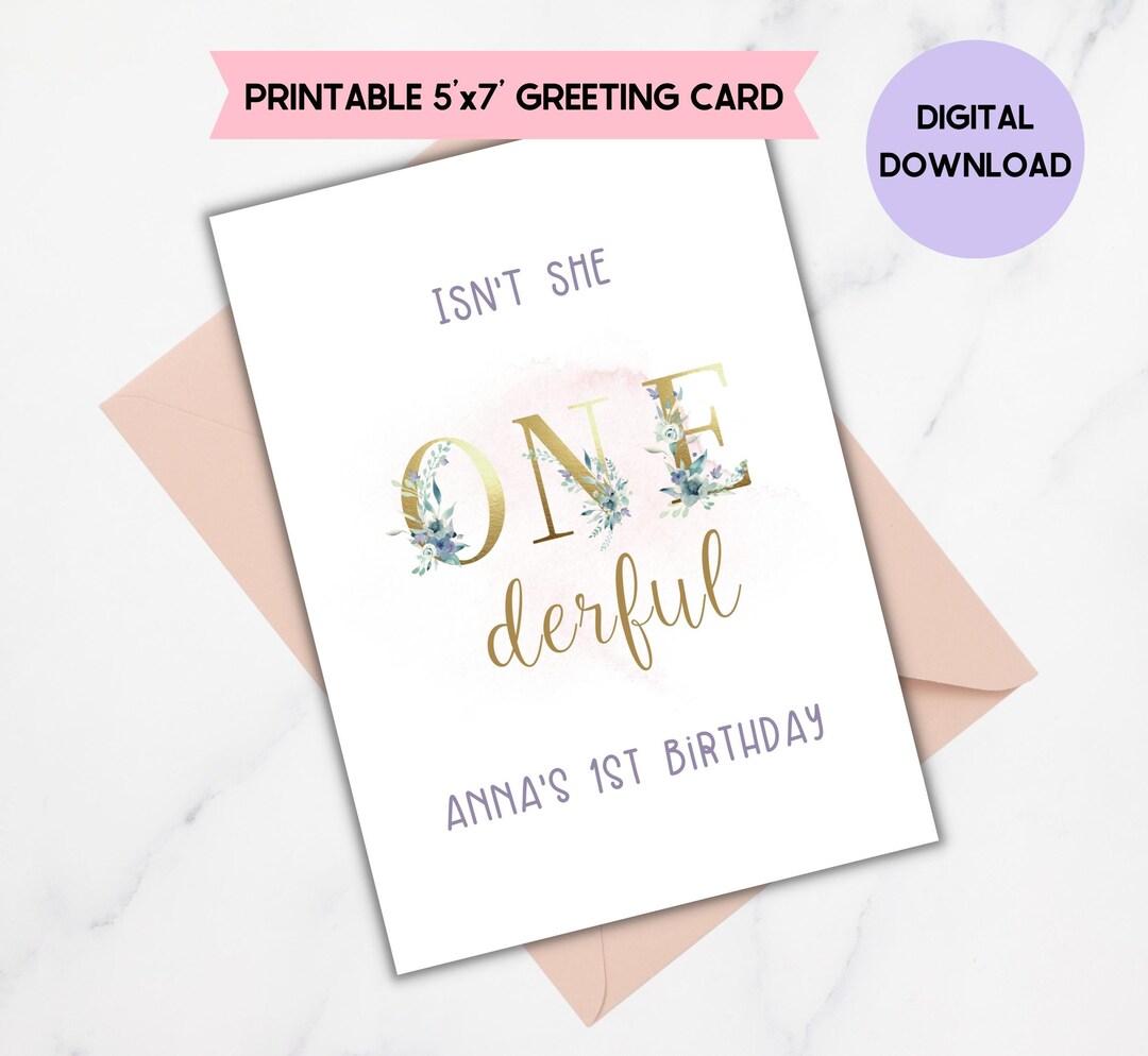 Custom First Birthday Name Card One First Personalized - Etsy