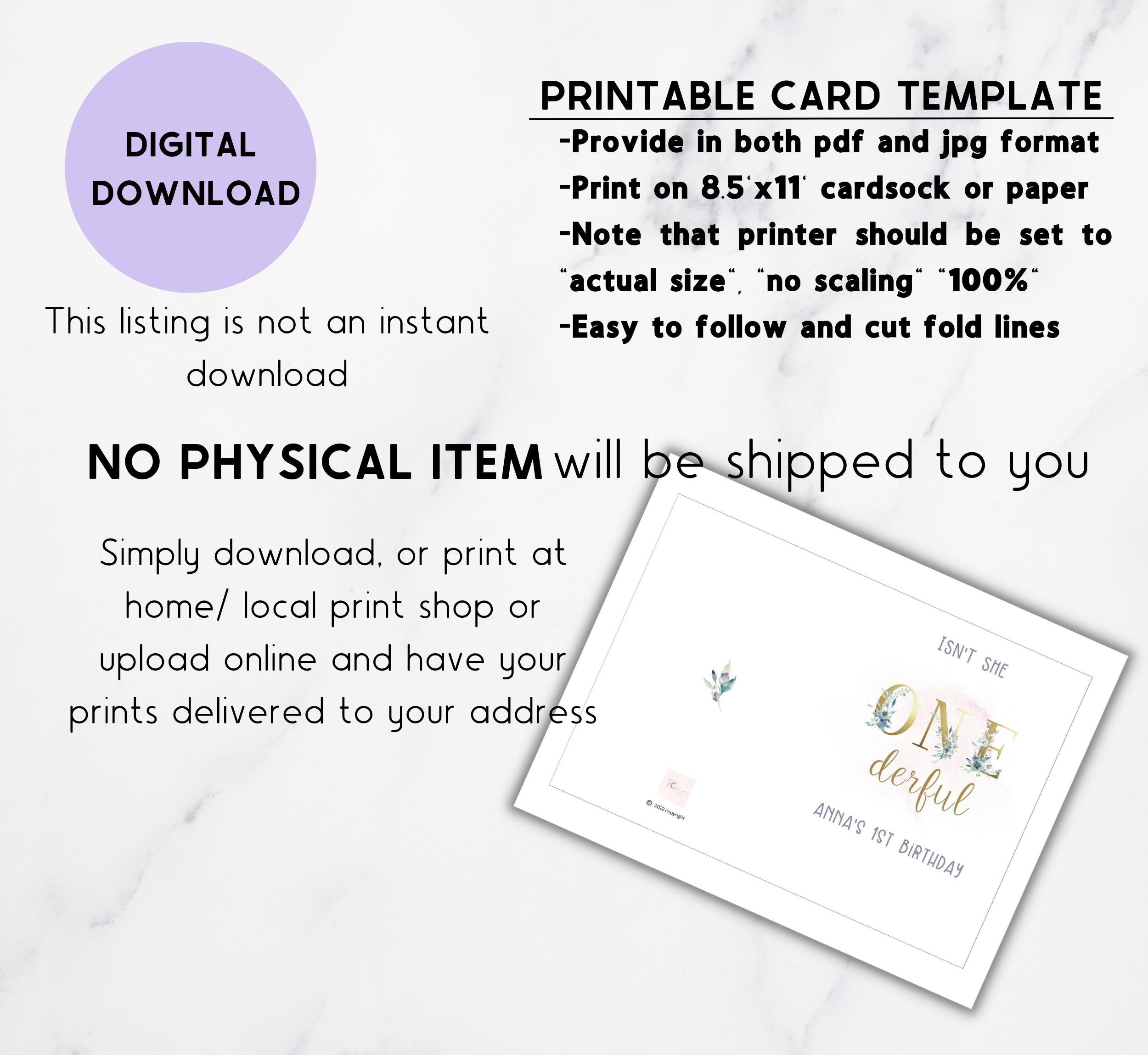 Custom First Birthday Name Card One First Personalized - Etsy