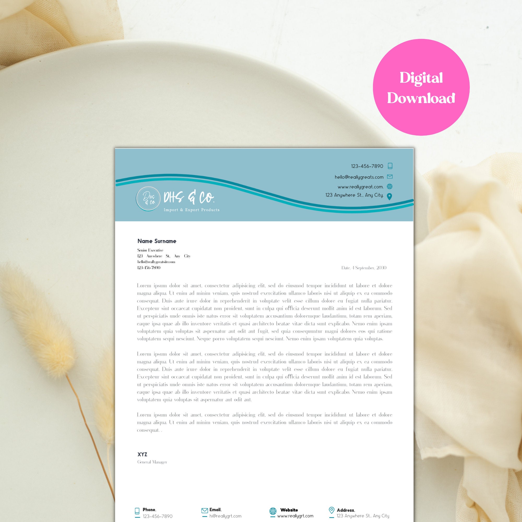 Minimal Office Business Letter Head, Letter Head, Letter Head Edit Only ...