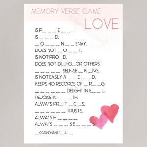 Love Interactive Craft Printable, 1 Corinthians 13:4-7, Valentine's Day ...