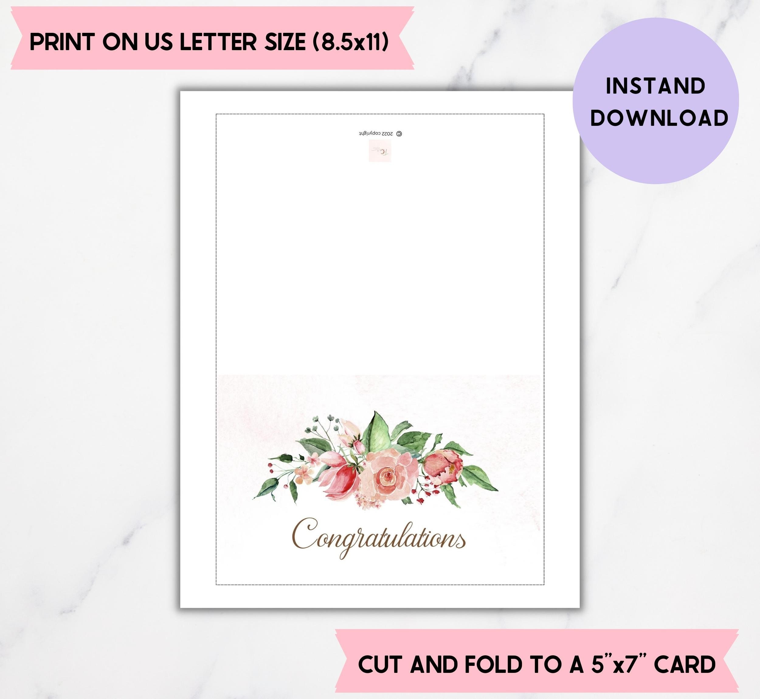 Floral Congratulations Printable Card, Congrats Card Minimal, Graduate ...