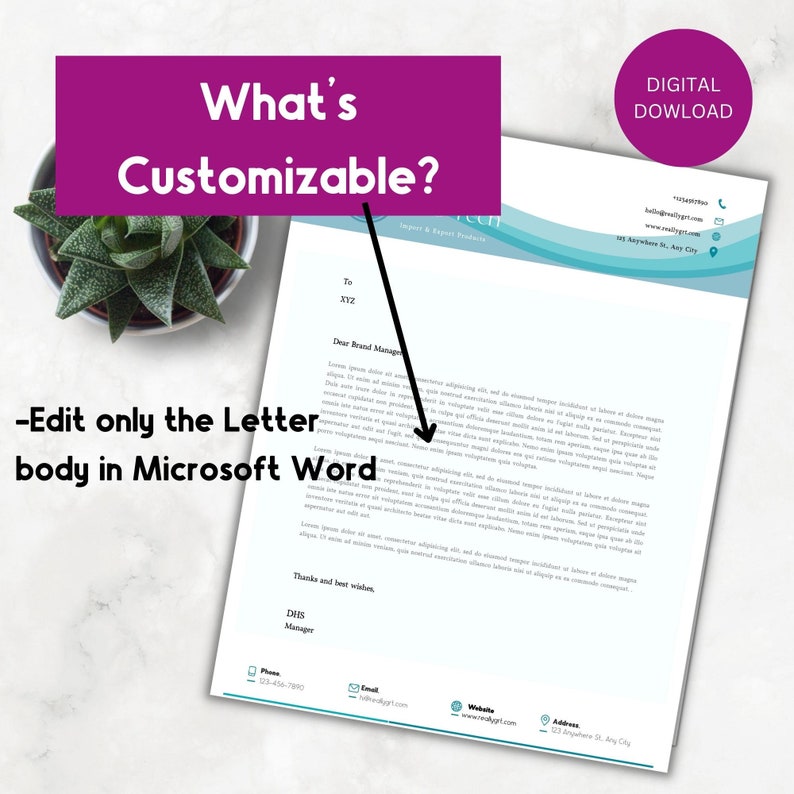 Minimal Office Business Letterhead, Letterhead Design, Edit Letter Body ...